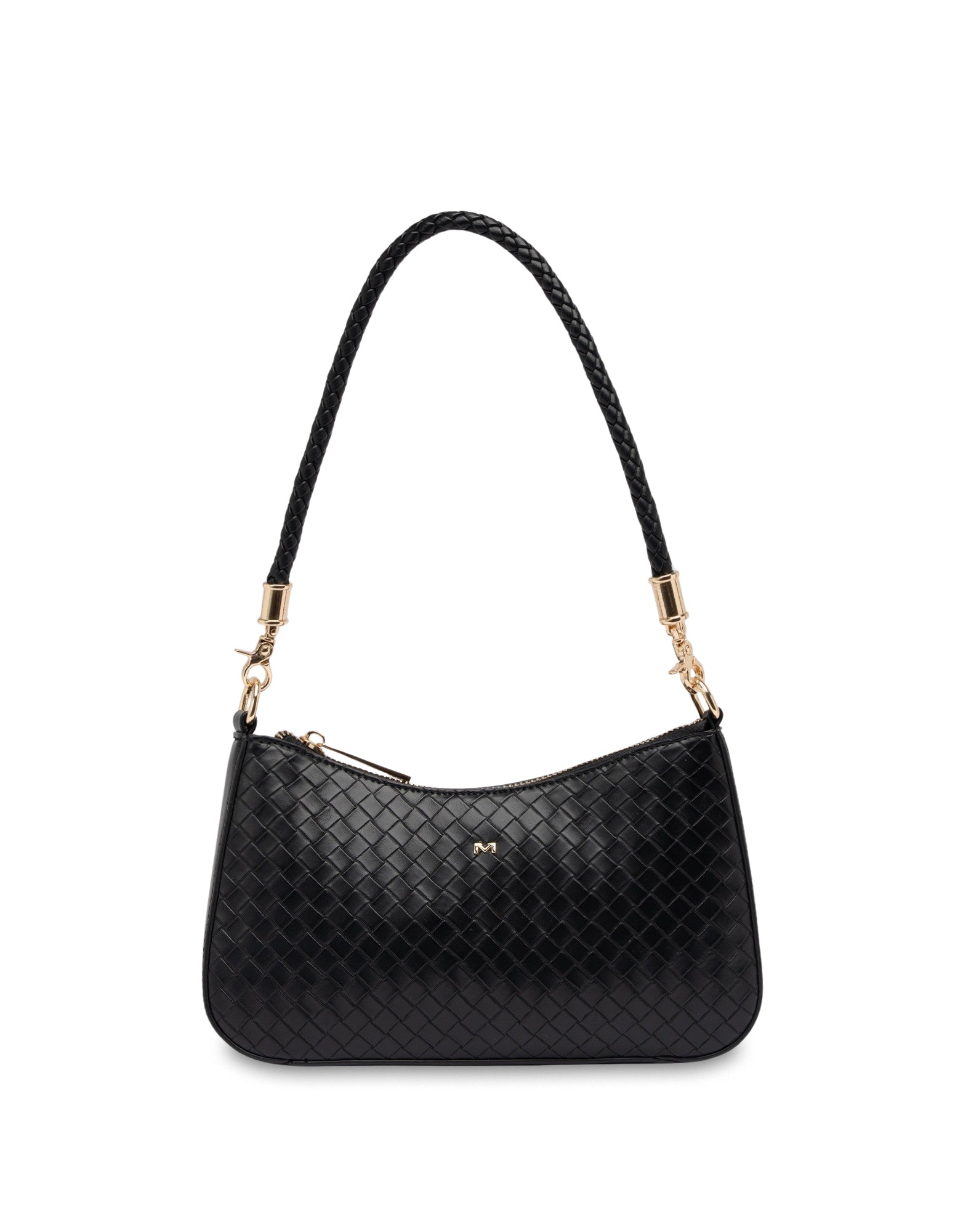 Mocha Lucy Woven Crossbody Bag - Black