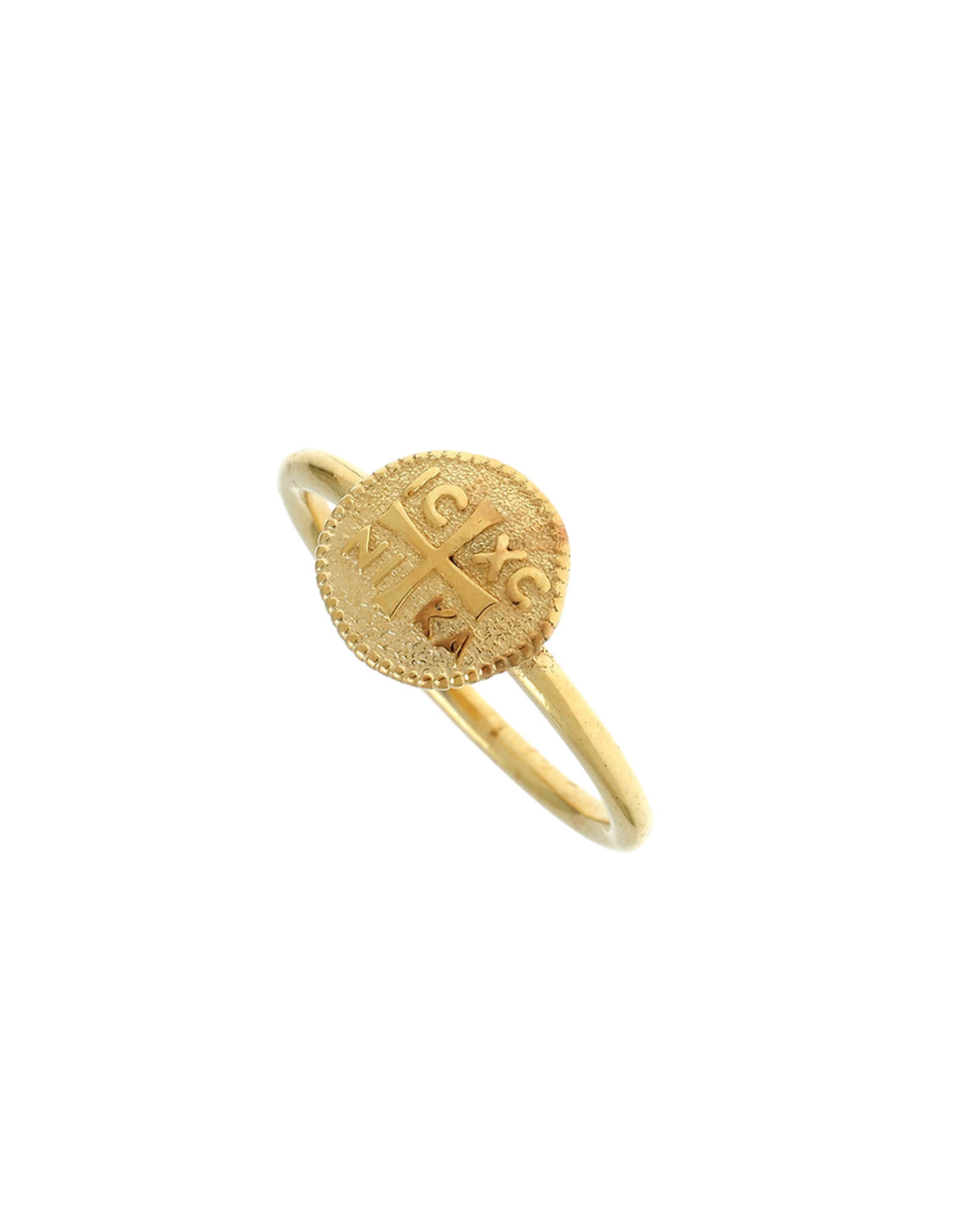 Gregio Symbolic Ring W/ IC XC NI KA Cross- Gold | Mocha Australia
