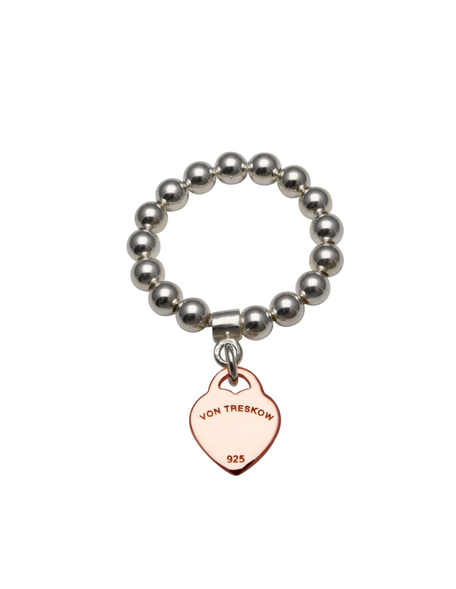 Von Treskow Single Strand Stretch Ring w/ Mini VT Flat Heart - Rose Go ...