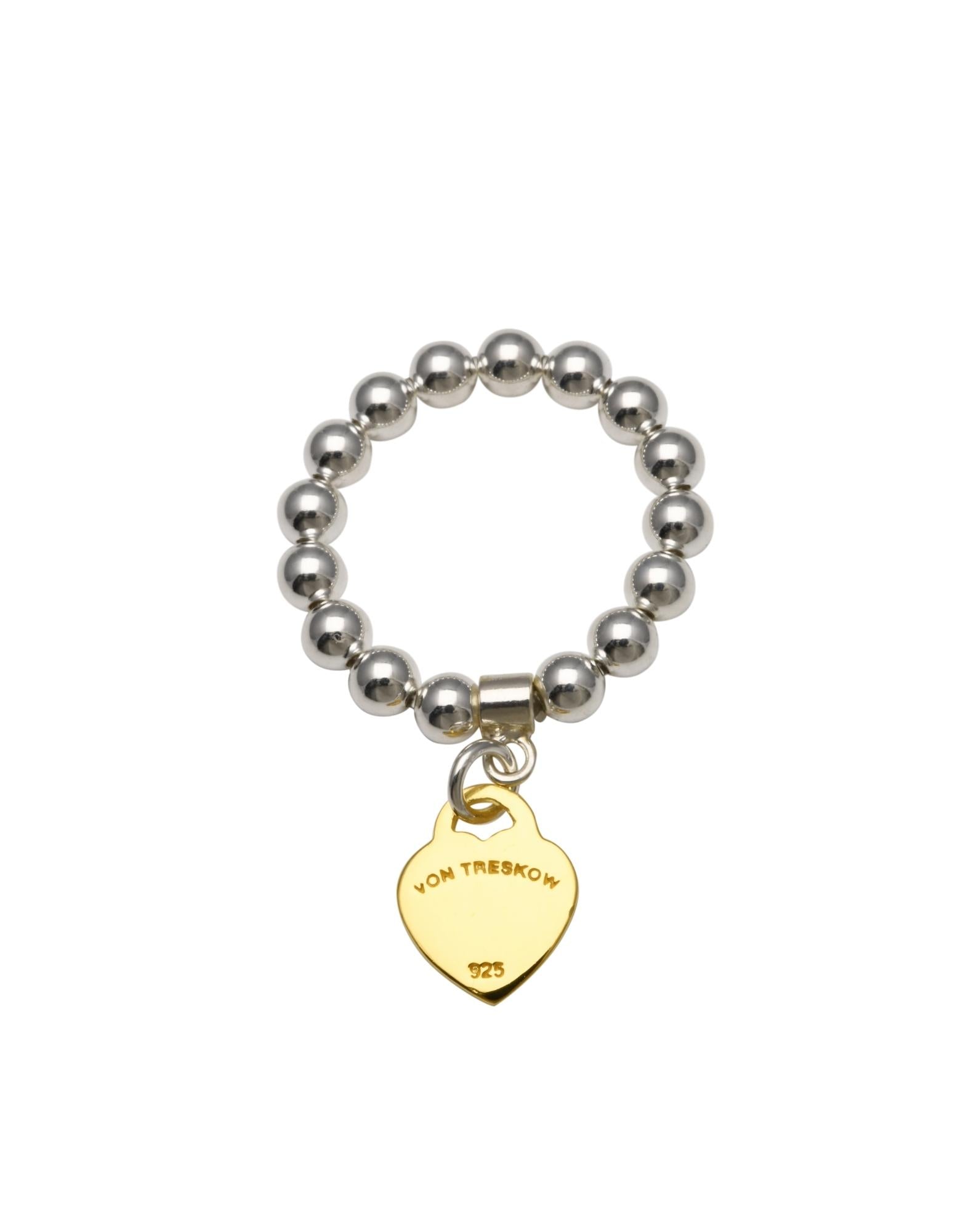 Von Treskow Single Strand Stretch Ring w/ Mini VT Flat Heart - Gold– Mocha
