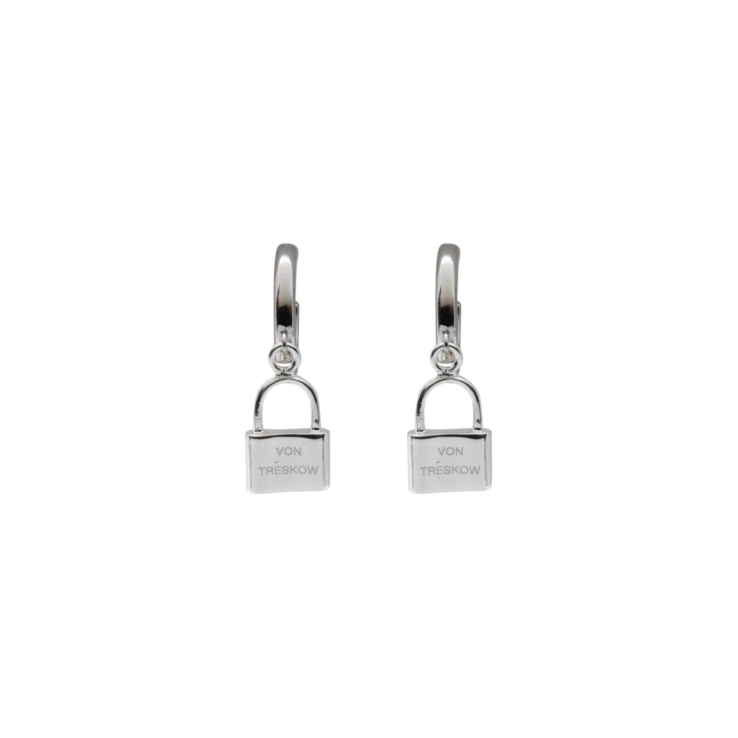 Von Treskow Ss 13mm Huggie Hoop Earrings w/ Tiny VT Engraved Lock– Mocha